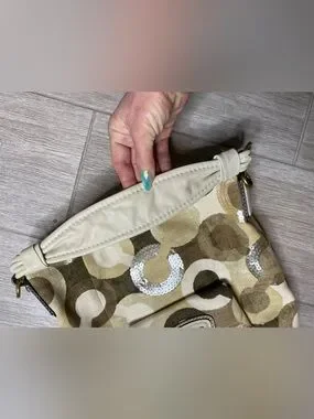 Coach | Bags | Coach Kristin Op Art Sequin Convertible Hobo Bag 486 Tan ...